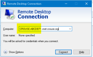 Connect to AWS Workstation (Windows) – Crouse Health Portal Info